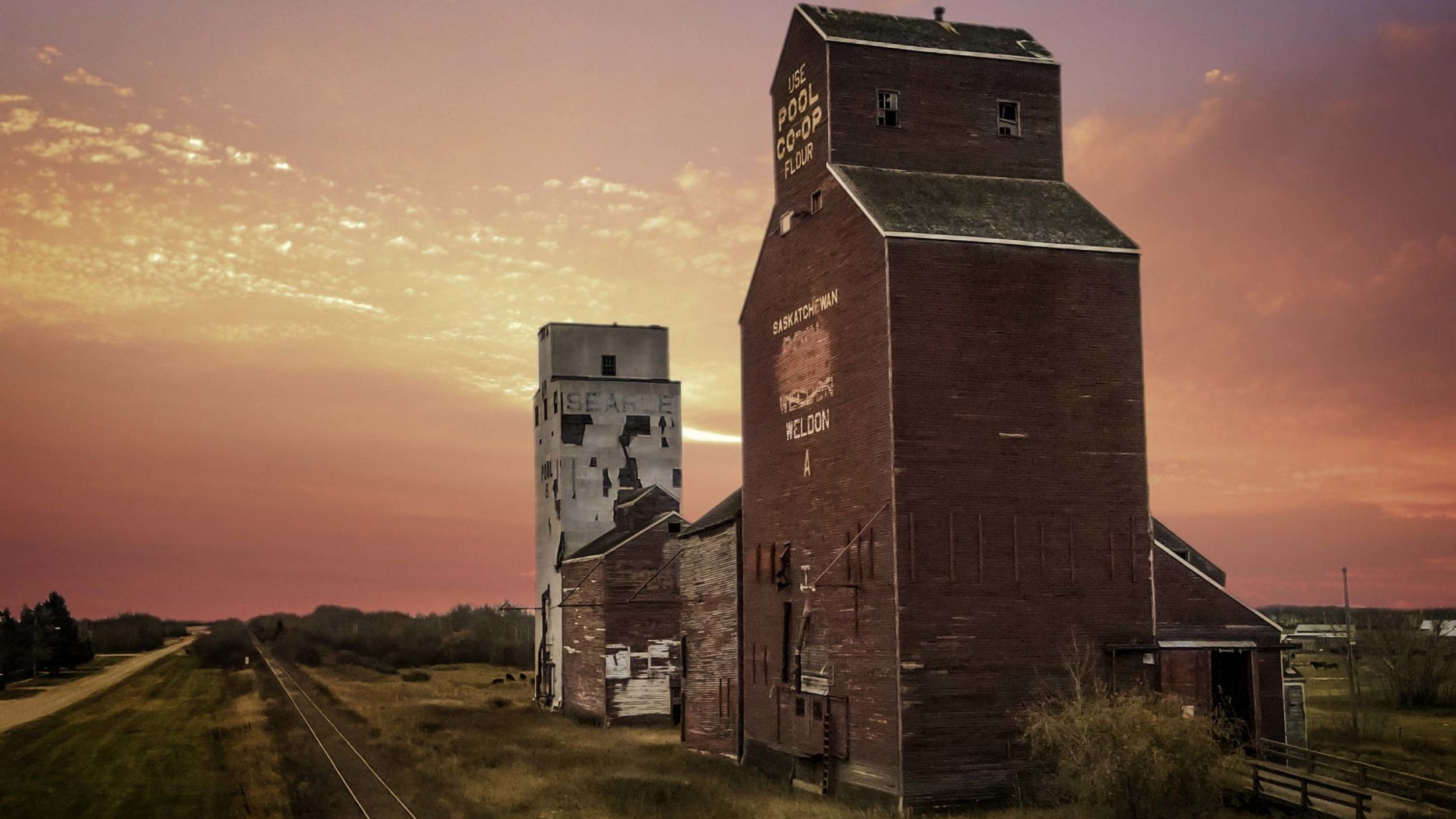 Prairie Grain Elevator at Sunset Weldon Sask Canada Image 1